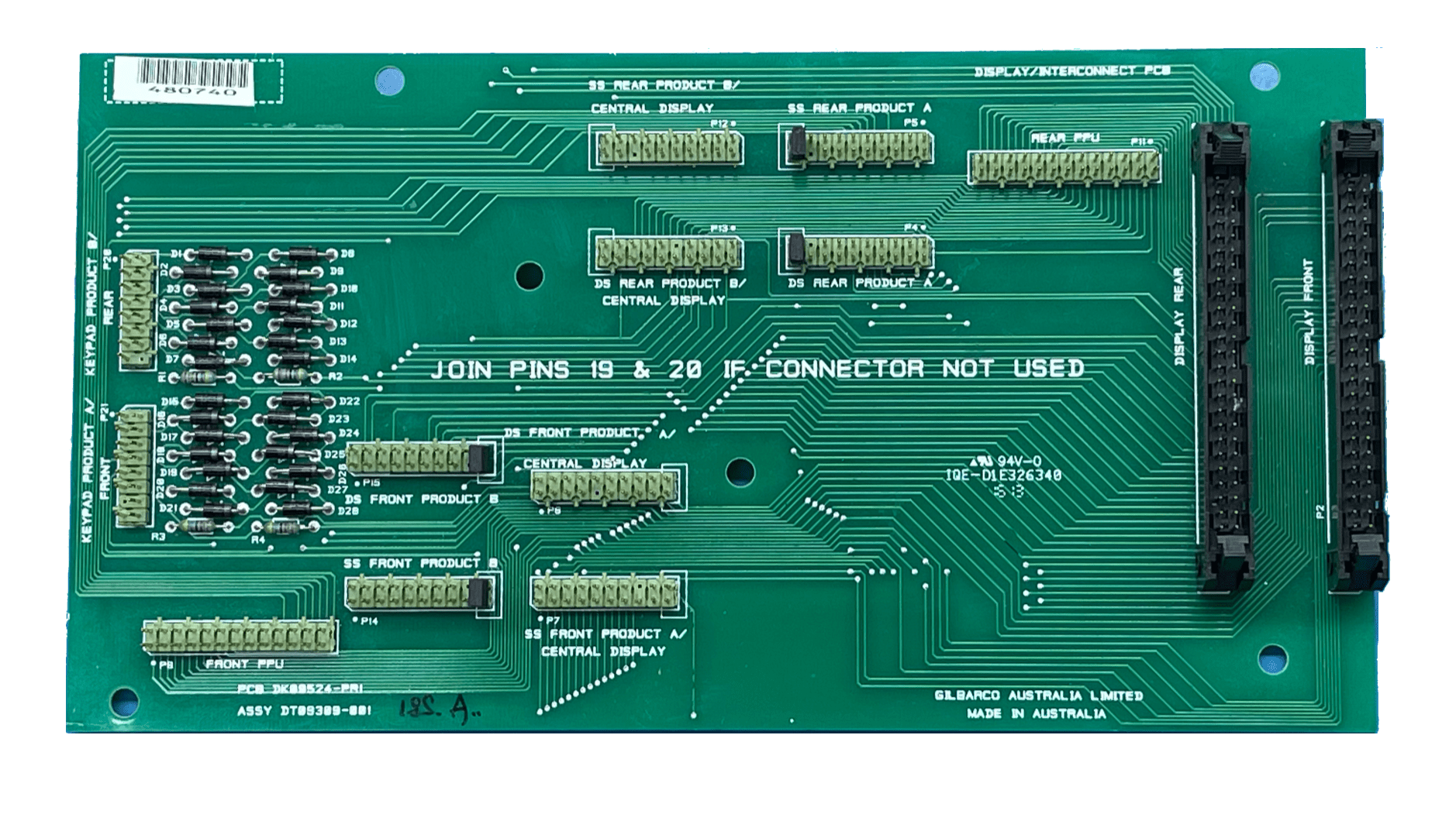 DT09309-001 Gilbarco MK4 Electroline Interconnect PCB 16 Digit - Kentronics